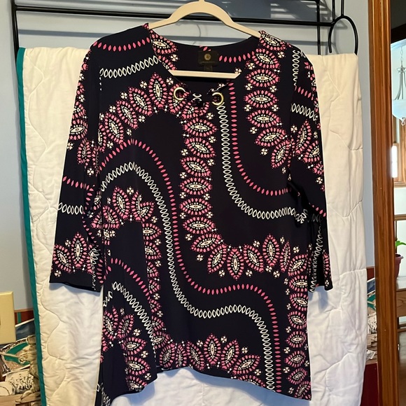 JM Collection | Tops | Jm Collections Mid Sleeve Length Multi Colored ...